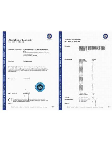 TUV Mark certificate | Thermals Spas