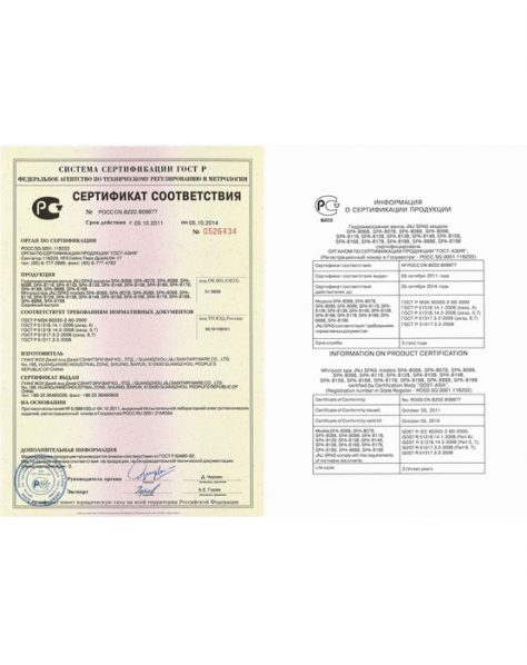 Russia GOST-R certificate | Thermals Spas